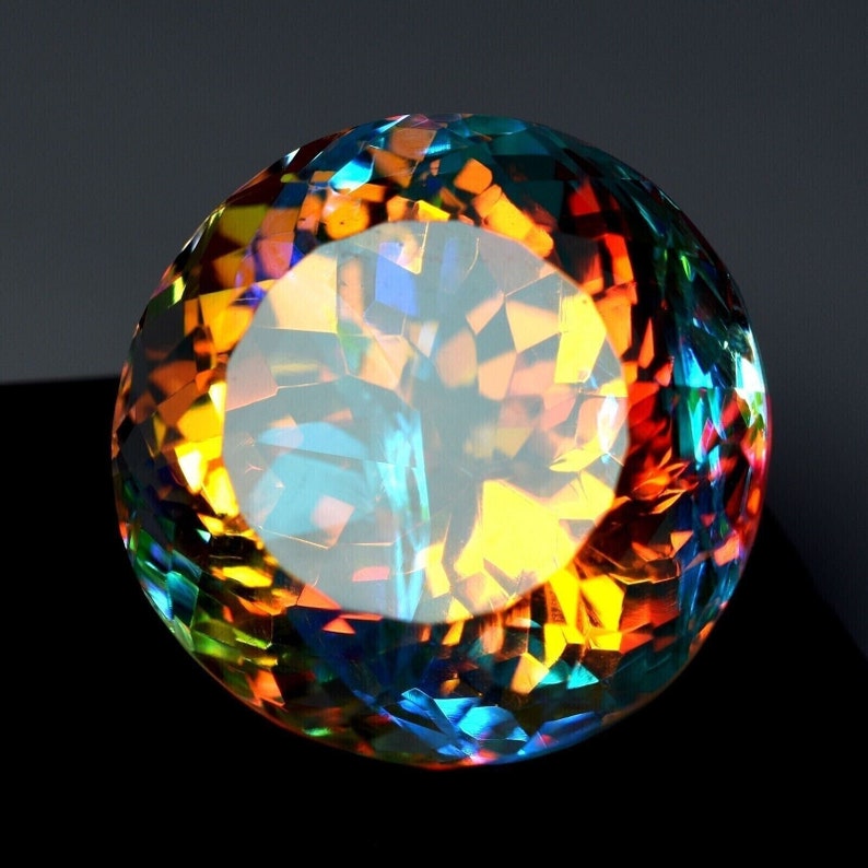 Loose Topaz 30 Ct AA Mystic Topaz Round Shape Rainbow Color Certified ...