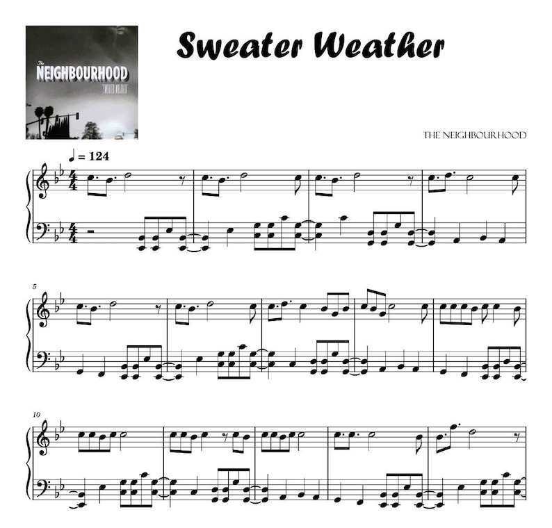 Piano Sheet ~ SWEATER WEATHER by the Neighbourhood (easy Piano With ...