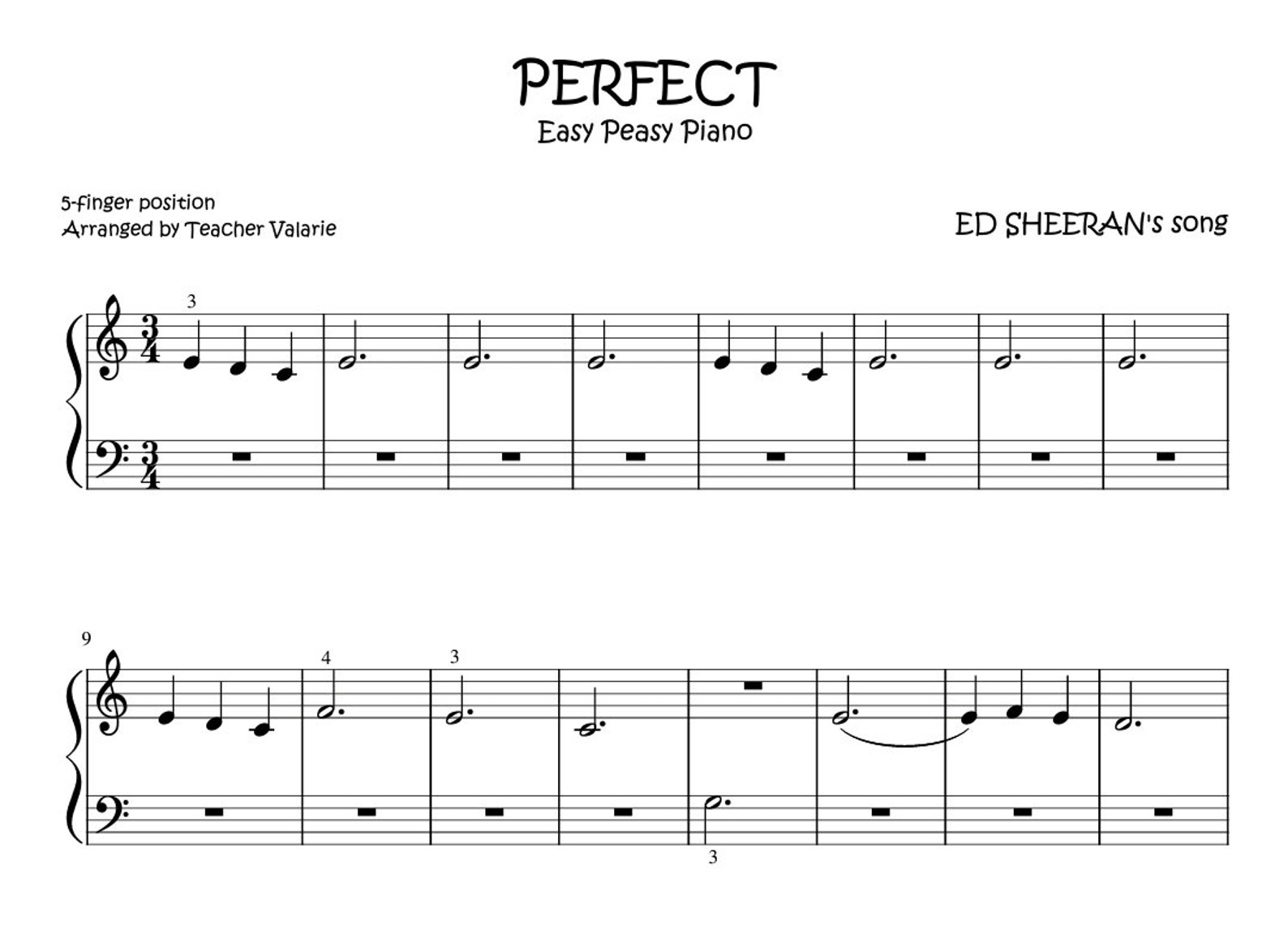 Perfect + Fur Elise ~ Easy Peasy Piano Sheet Music for Beginners 5 ...