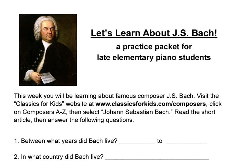 Prelude and Fugue in C Major BACH Piano Sheet With Note Names and ...