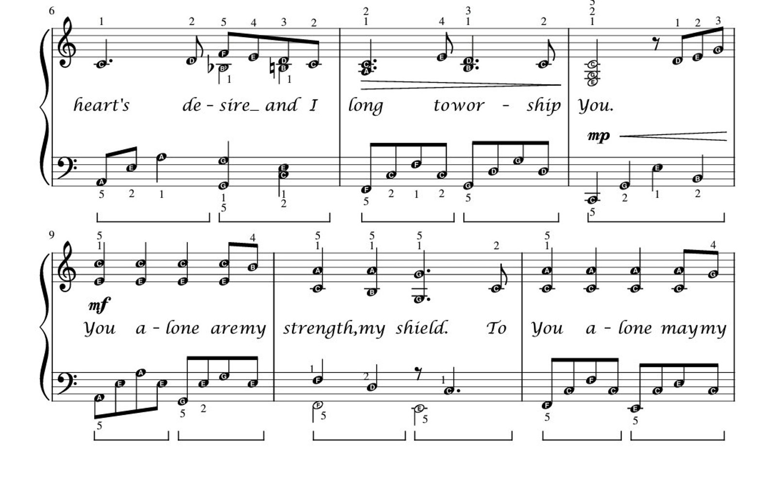 As the Deer - Piano Sheet Music Score With Note Names & FREE Lead Sheet ...