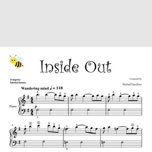 Insideout - Attractive Piano Theme Sheet Music Score With Note Names - Etsy