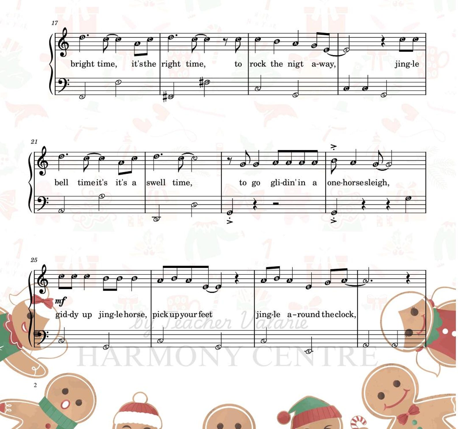 Jingle Bell Rock for Kids - Nice Piano Sheet Music With Note Names ...