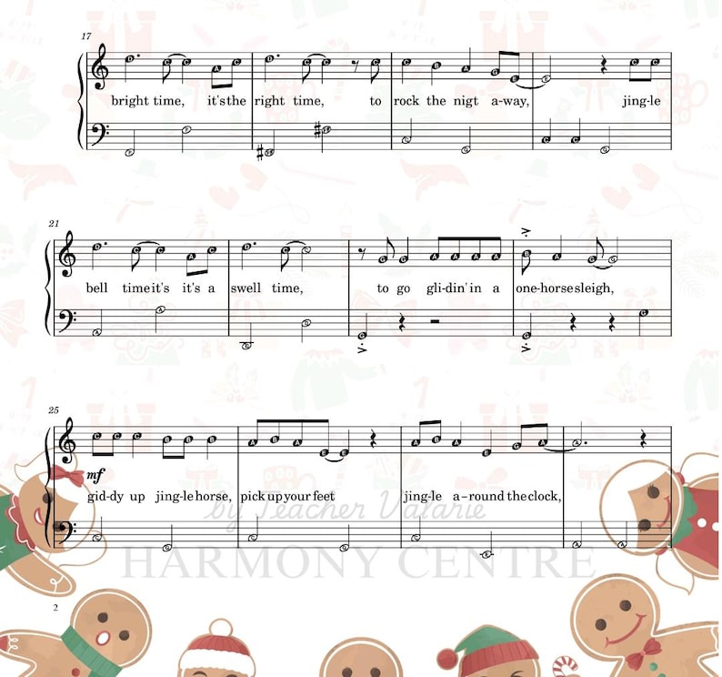 Jingle Bell Rock for Kids - Nice Piano Sheet Music With Note Names ...