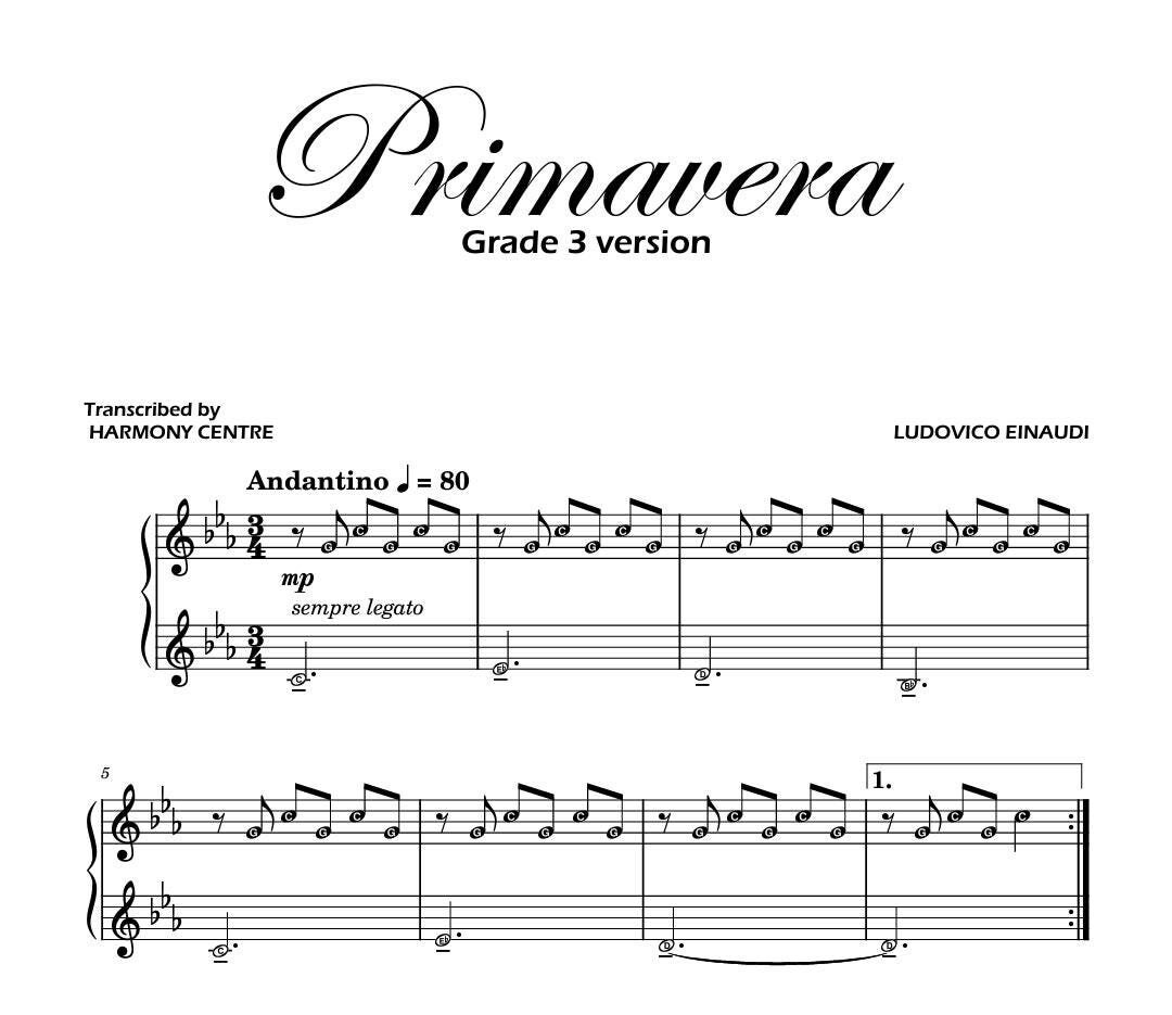 Prlmavera - Ludovico Einaudi (grade 3 Version Easy) Piano Sheet Music ...