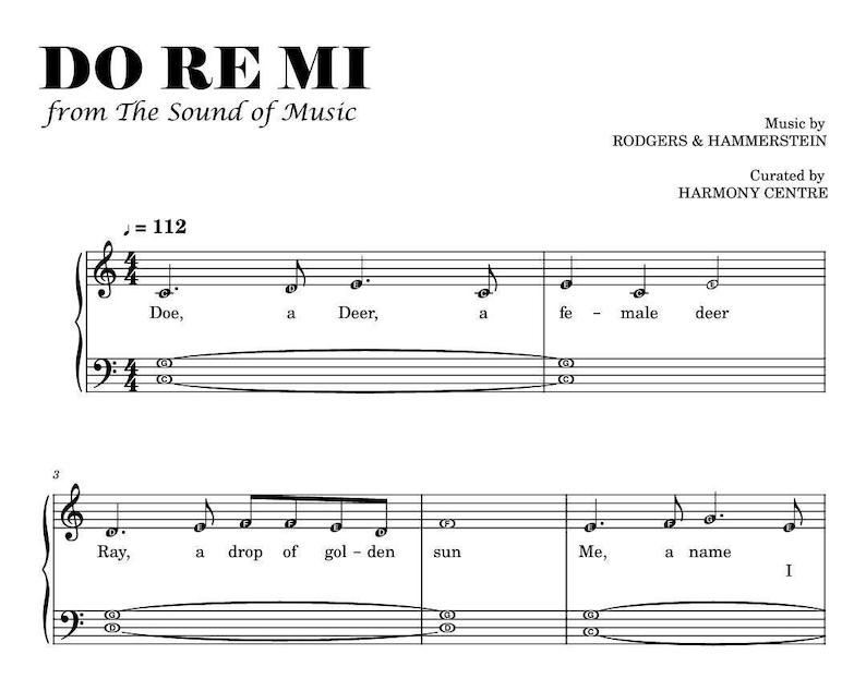 Do Re Mi Piano Sheet Music: Easy Grade 1 With Note Names (PDF) - Etsy