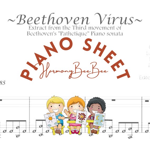 Beethoven Virus Piano Sheet Music With Note Names and Extra | Etsy