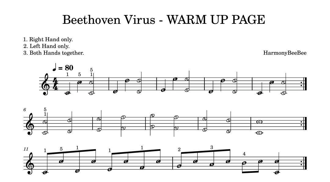 Beethoven Virus Piano Sheet Music With Note Names and Extra Page Warm ...