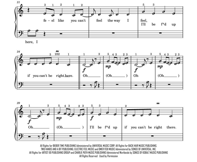 Stay - Kid Laroi Ft. Justin Bieber EASY PIANO SHEET for Beginners Self ...