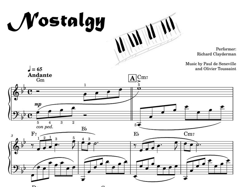 Nostalgy RICHARD CLAYDERMAN Piano Sheets Bundle (original & Extended ...