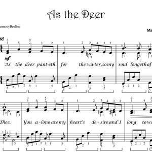 As the Deer - Piano Sheet Music Score With Note Names & FREE Lead Sheet ...