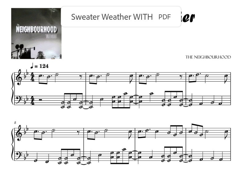 Piano Sheet ~ SWEATER WEATHER by the Neighbourhood (easy Piano With ...