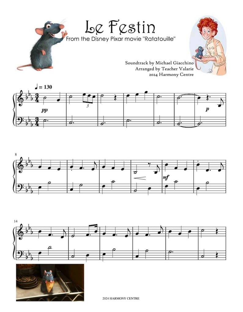 Le Festin Piano Sheet Music: Ratatouille Soundtrack, Grade 3 (PDF) - Etsy