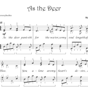 As the Deer - Piano Sheet Music Score With Note Names & FREE Lead Sheet ...
