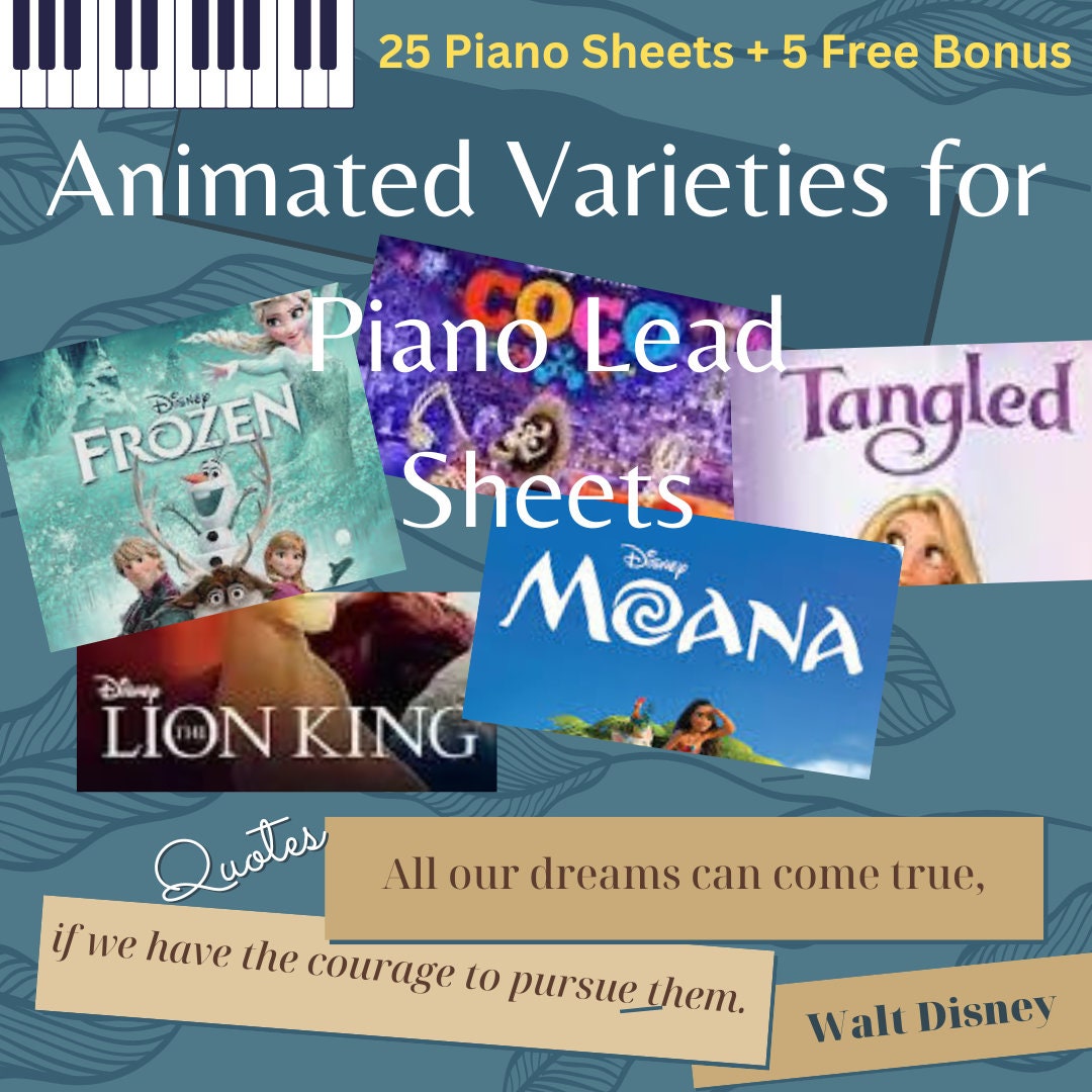 Piano Learning Lead Sheets of Animated Varieties - for Educational ...