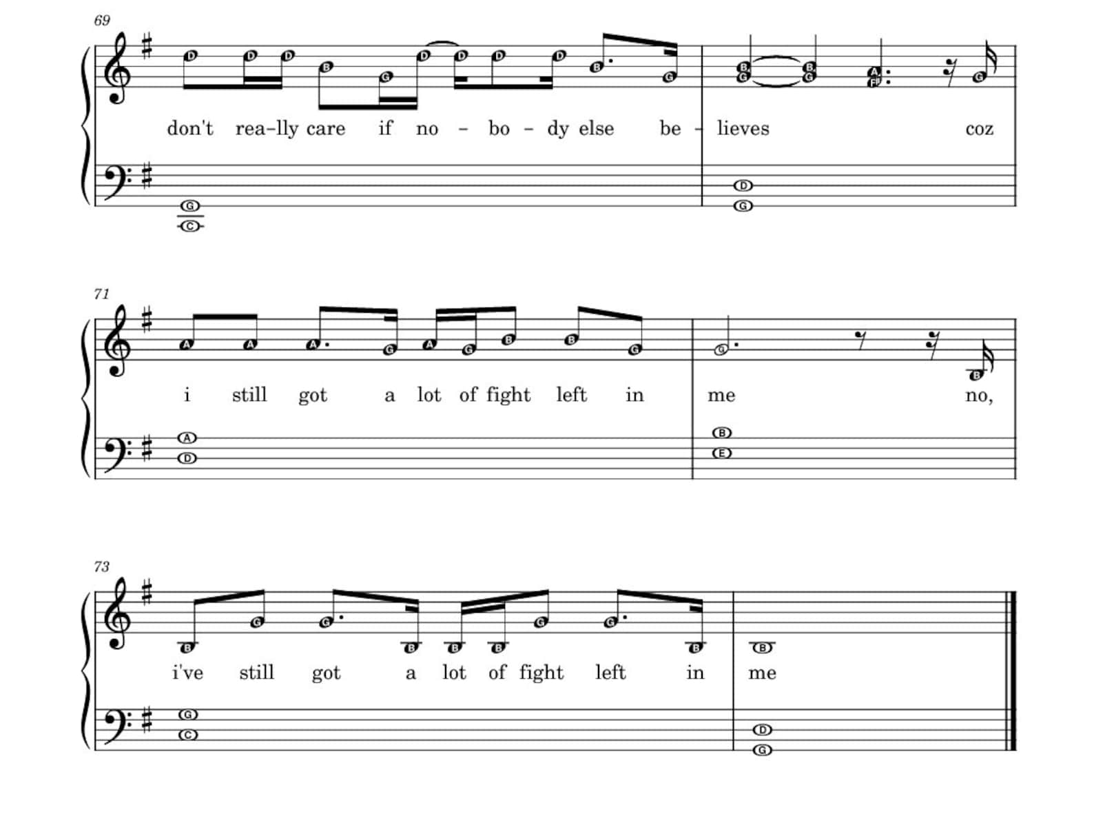 Fight Song - Easy Piano Sheet Music Score for Grade 2 - Self-learning ...