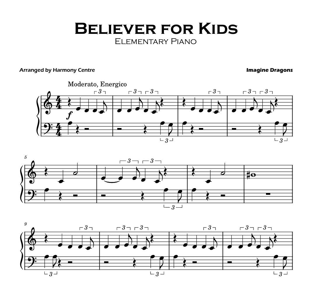Beiieverr for Kids - Piano Sheet Music Score Elementary Easy - Etsy