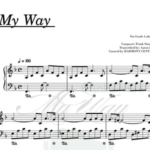 My Way (frank Sinatra) Piano Sheet Music Score Grade 5 With Note Names ...