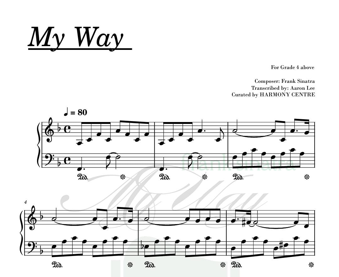 My Way (frank Sinatra) Piano Sheet Music Score Grade 5 With Note Names ...