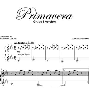 Prlmavera - Ludovico Einaudi (grade 3 Version Easy) Piano Sheet Music ...