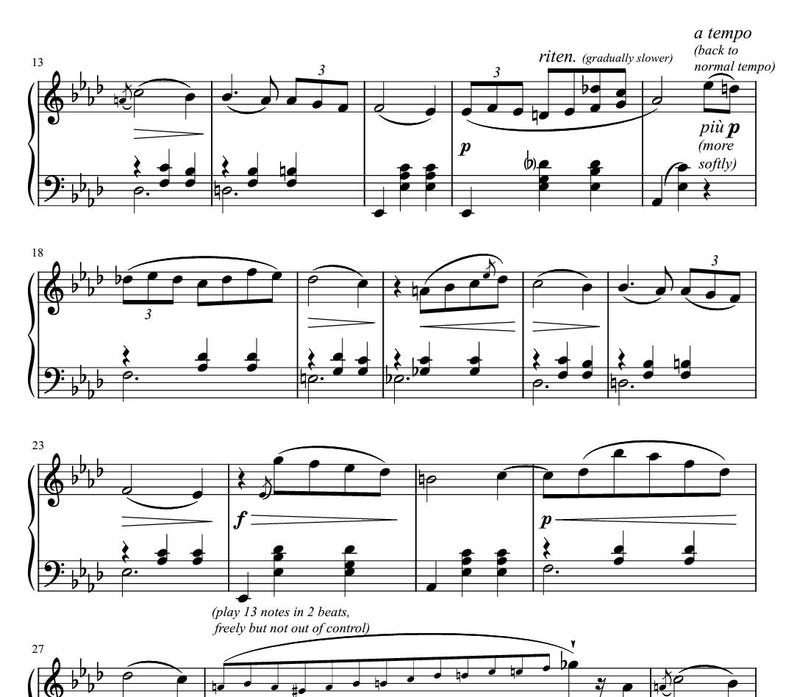 Waltz Opus 69 No. 1 CHOPIN - Piano Sheet Music Score With Without ABC ...
