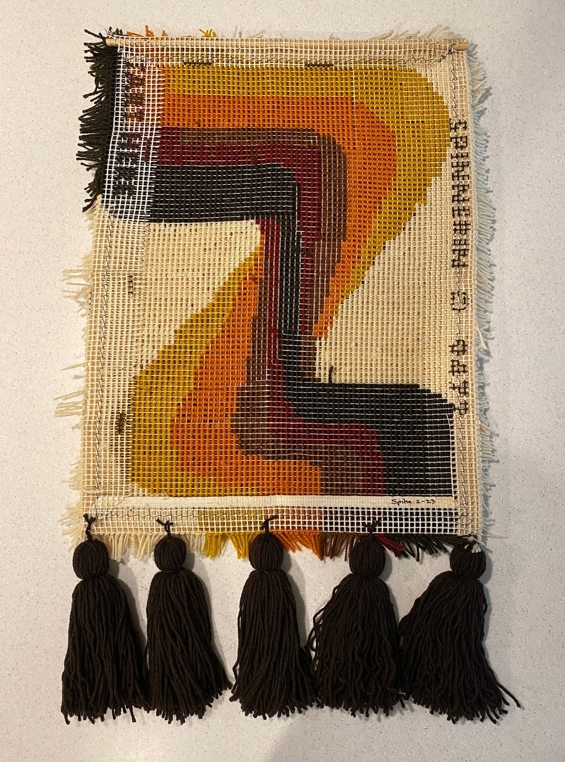 Vintage Abstract Latch Hook Wall Hanging - Etsy