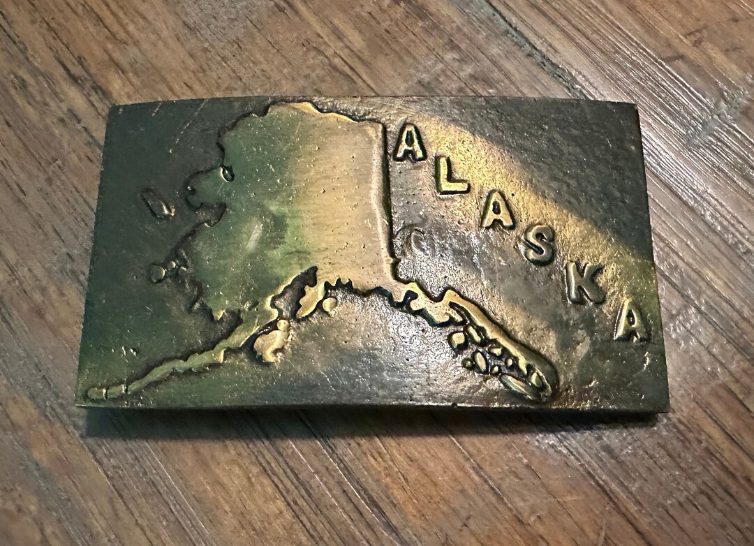 Vintage Brass Alaska Belt Buckle - Etsy