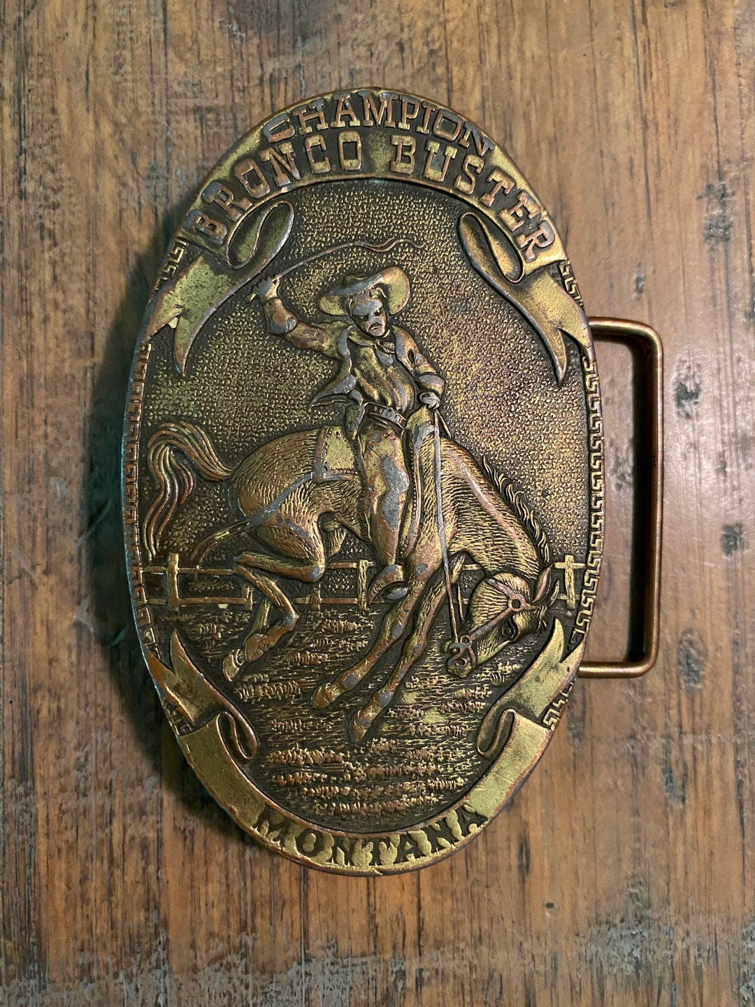 Vintage Bronco Buster Pewter Belt Buckle - Etsy