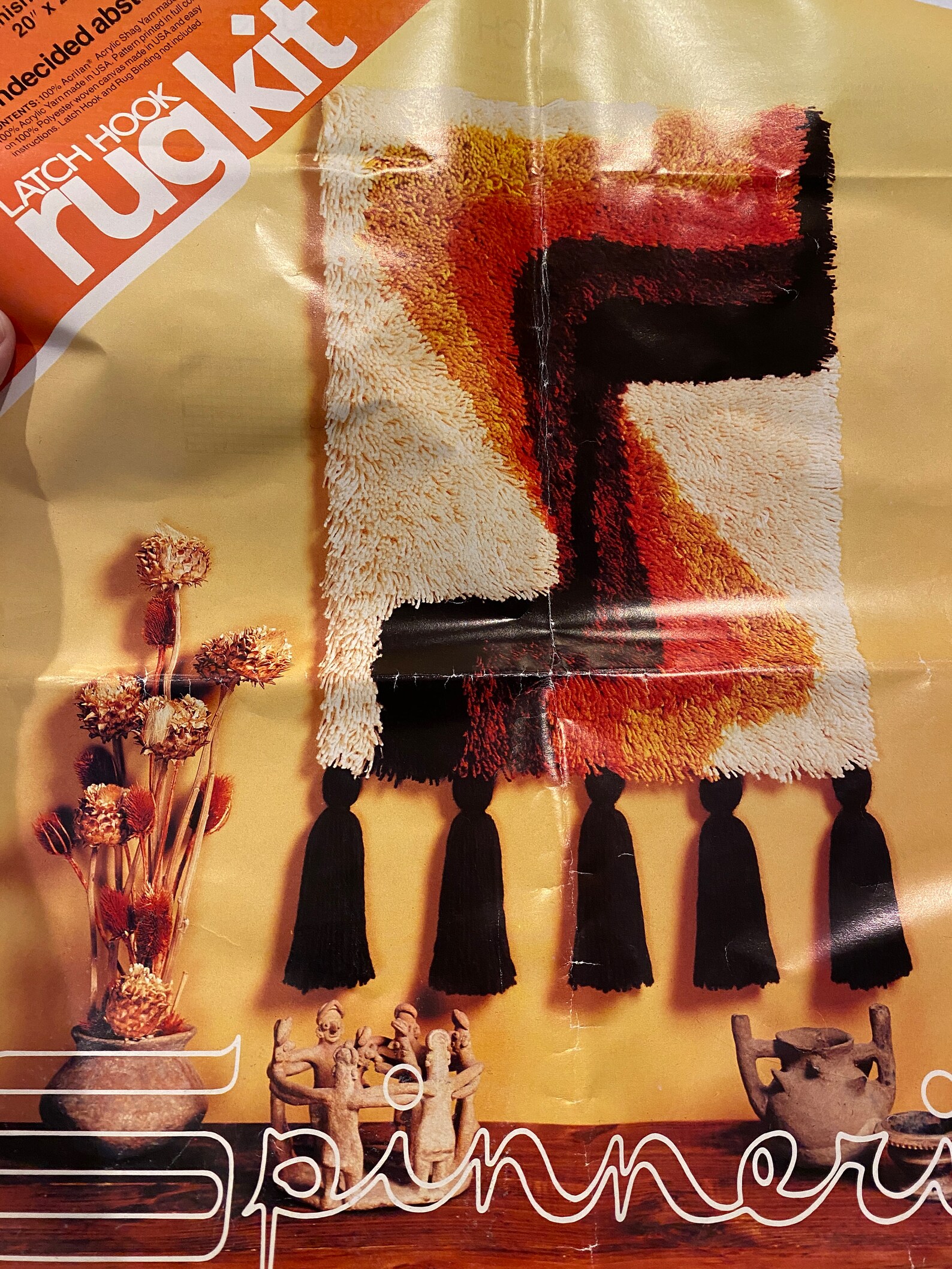 Vintage Abstract Latch Hook Wall Hanging - Etsy