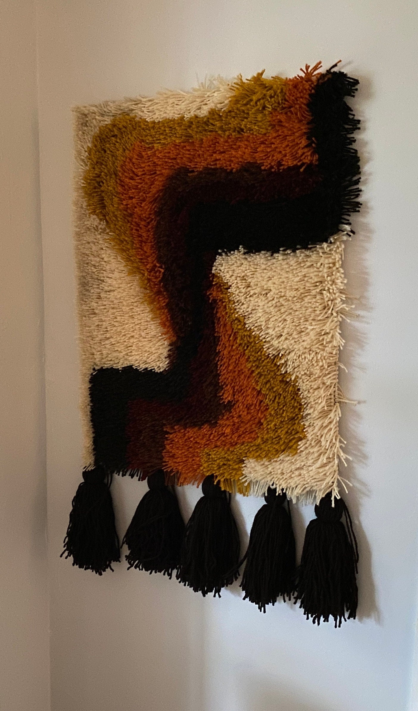 Vintage Abstract Latch Hook Wall Hanging - Etsy