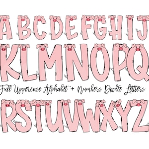 Farm Animal Doodle Letters, Horse Alphabet, Cow Alphabet PNG, Entire ...