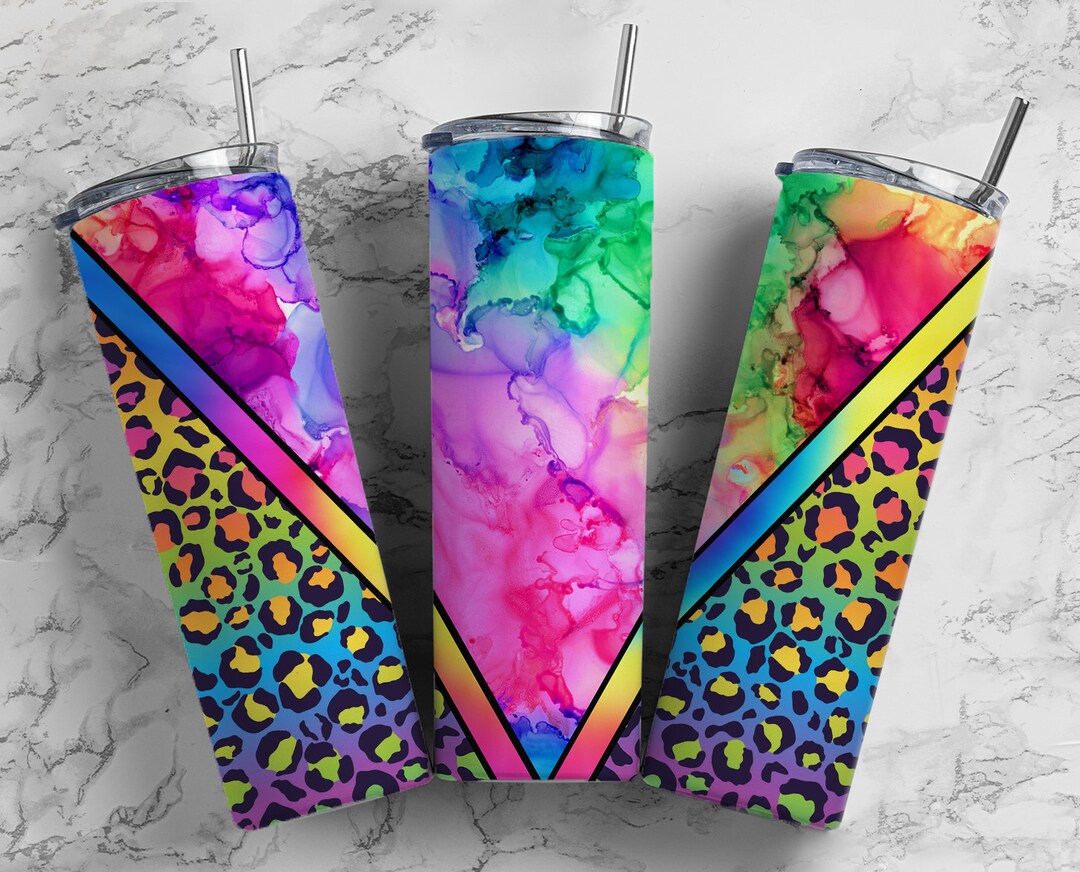 Alcohol Ink Leopard Print 20oz Sublimation Tumbler Designs, Flluro V ...