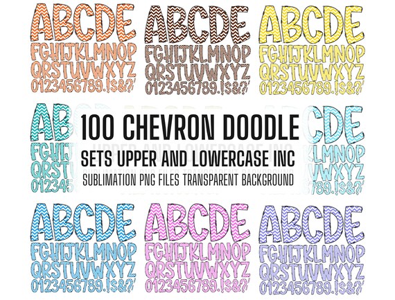 100 MEGA BUNDLE Doodle Letters 100 Chevron Colours - Etsy