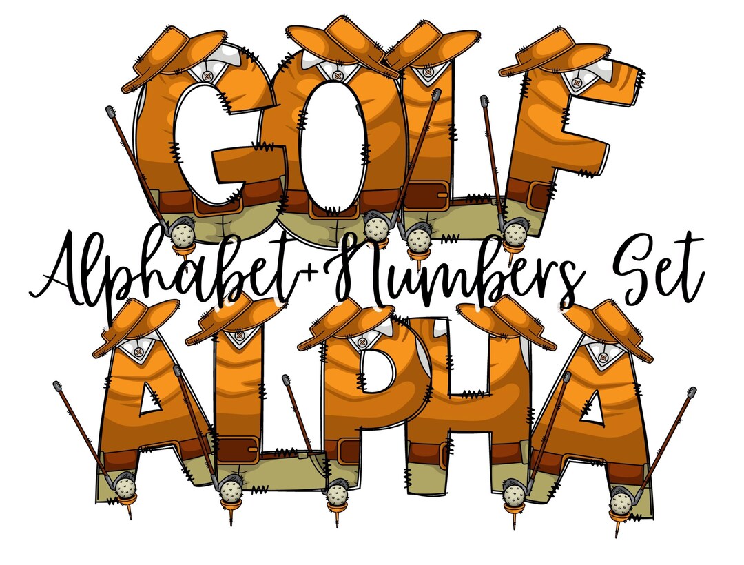 Golf Doodle Letters Alphabet With Uppercase and Numbers PNG, Alphabet ...