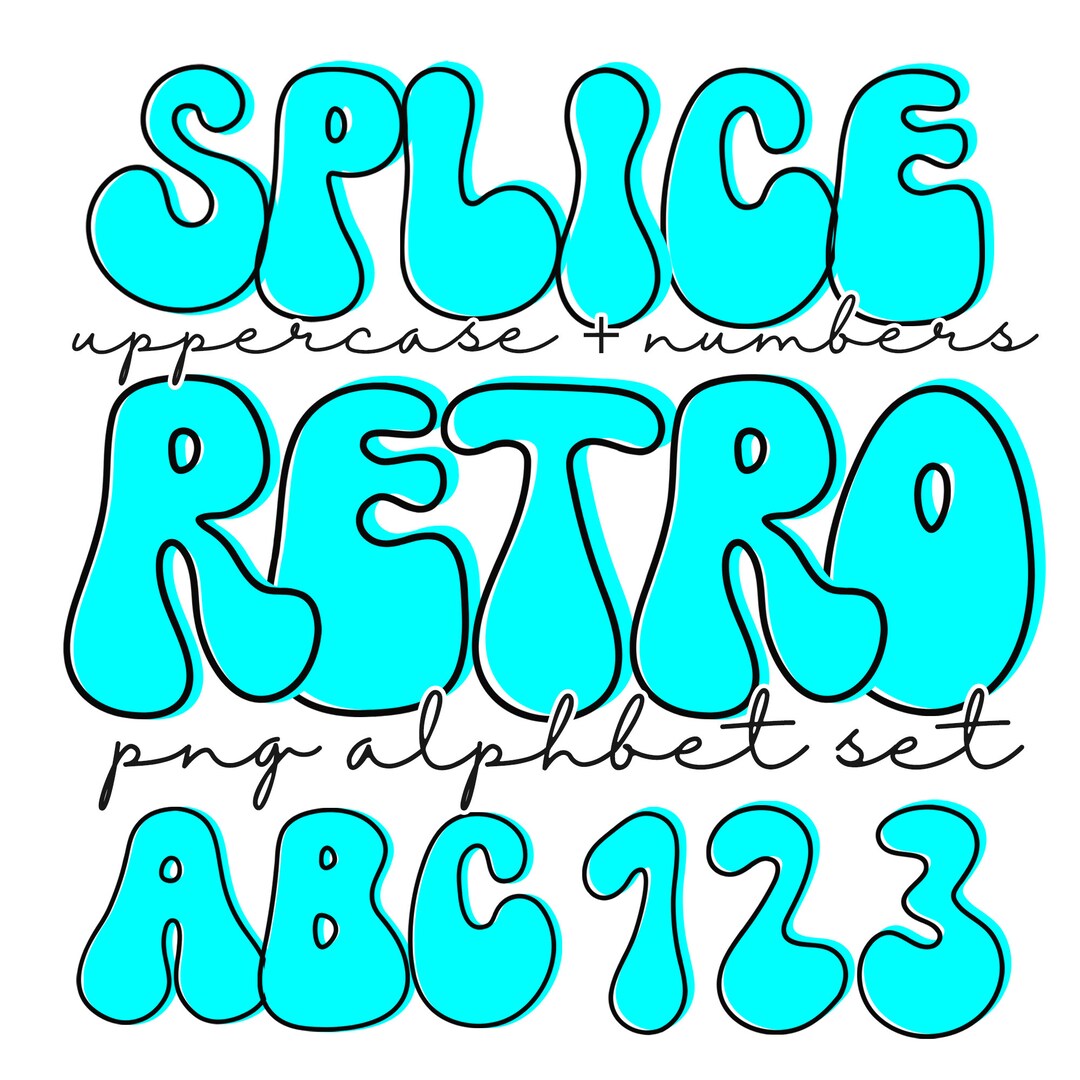 Neon Blue Alphabet PNG Spliced Hand Drawn Font Full - Etsy