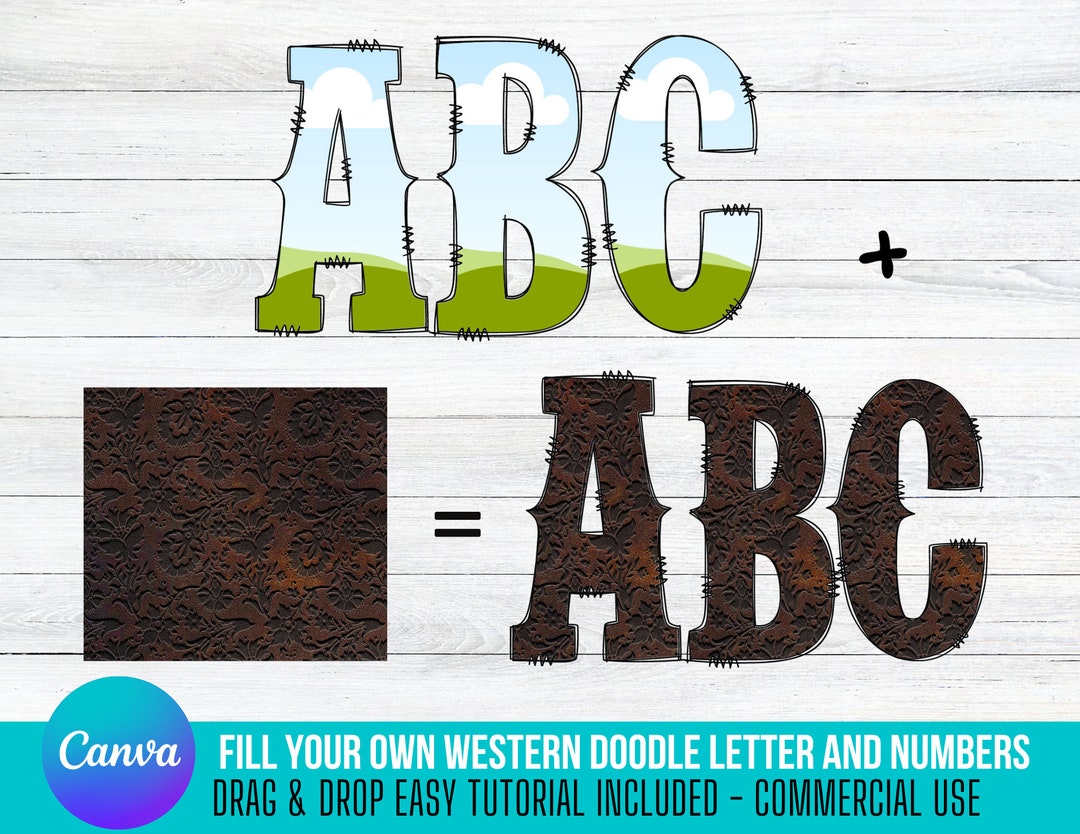 Fill Your Own Western Doodle Letters on CANVA With Commercial Use ...