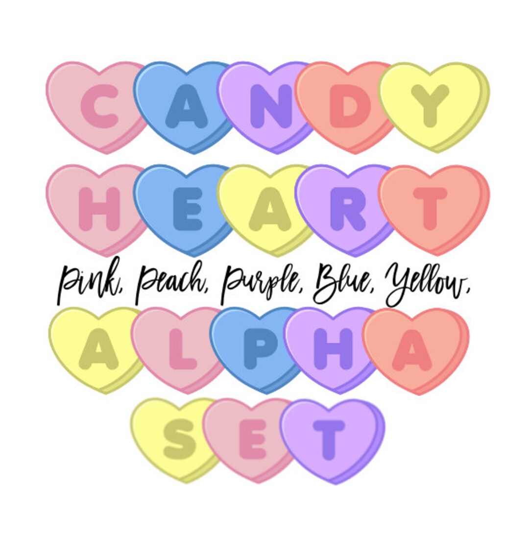 Candy Heart Alphabet, Love Heart Alphabet, Love Alphabet PNG, Entire ...