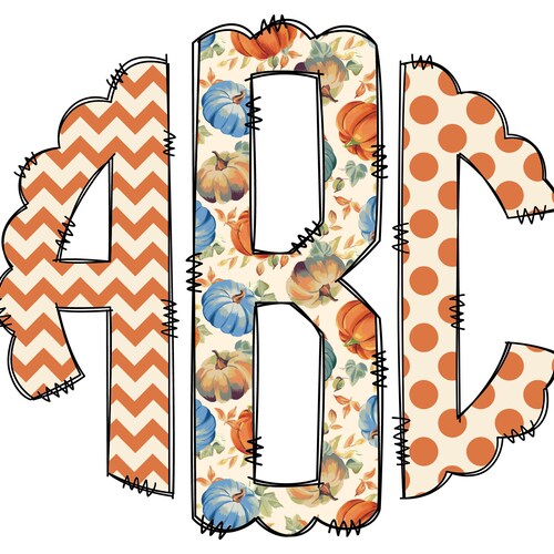 Fall Monogram Letters Autumn Leaves Sublimation PNG Elements - Etsy