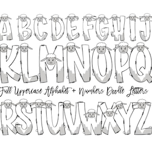 Farm Animal Doodle Letters, Horse Alphabet, Cow Alphabet PNG, Entire ...