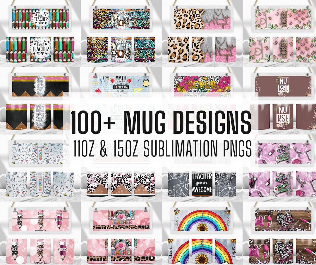 100+ Mug Png Designs, 11oz and 15oz Sublimation Template, Mug ...