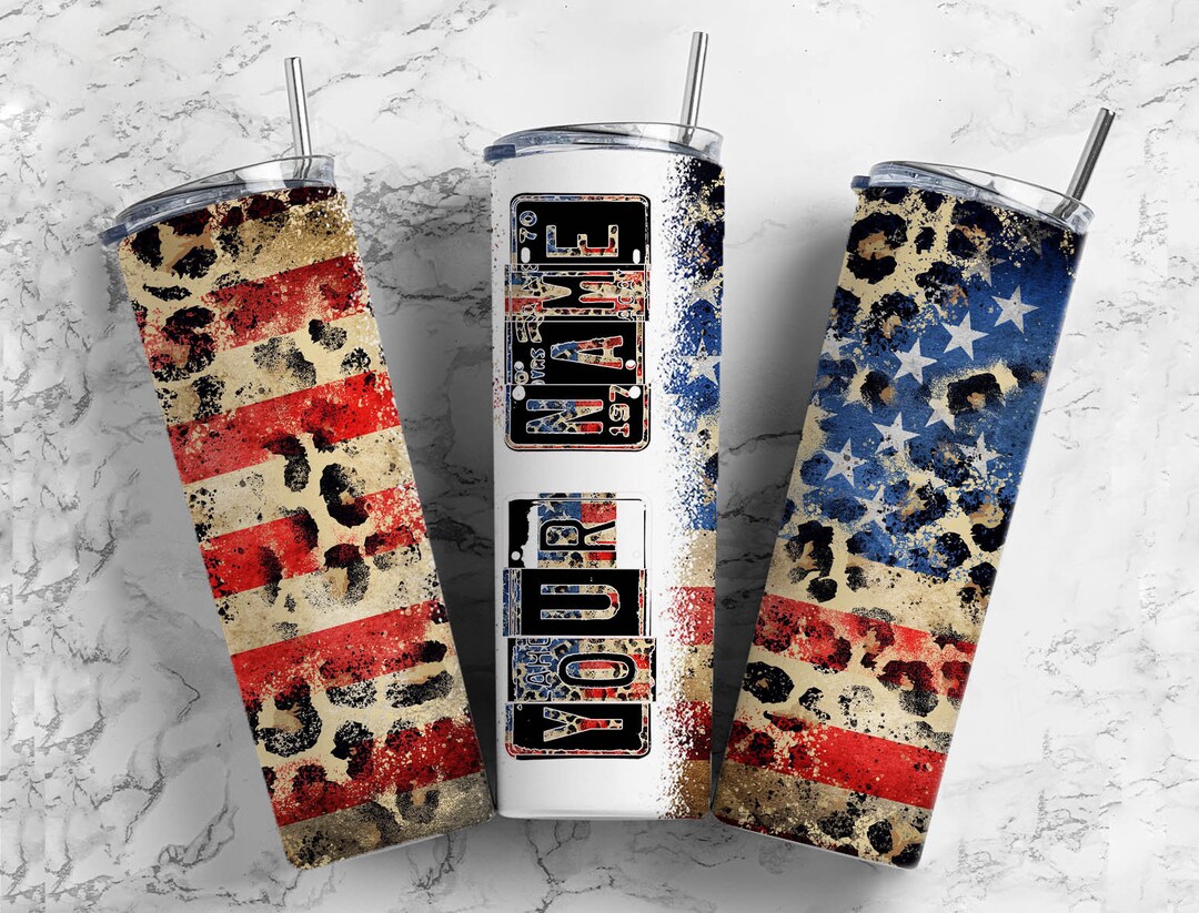 American Flag Number Plate 20 Oz Tumbler With Matching Alphabet PNG ...