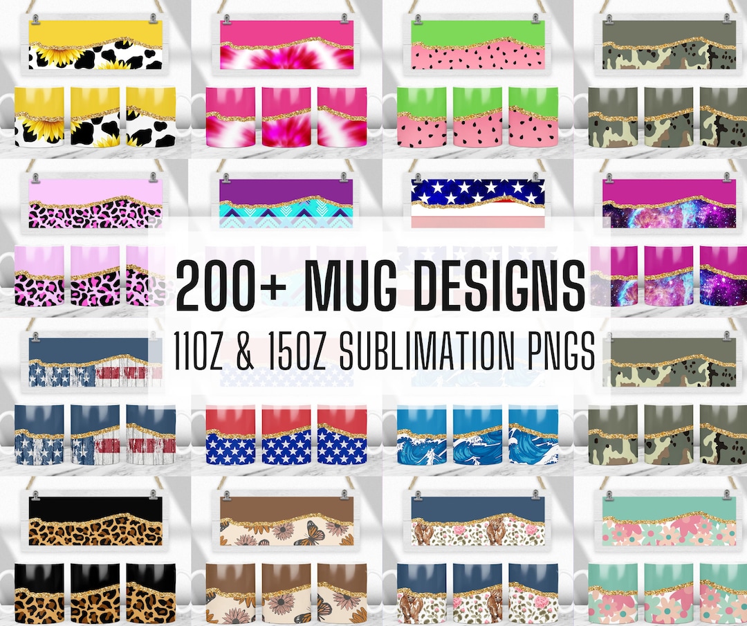 200+ Mug Png Designs, 11oz and 15oz Sublimation Template, Mug ...