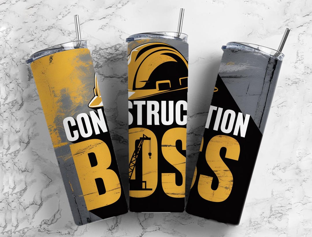 Sublimation PNG Construction Boss Design 20oz Tumbler Wrap Unique ...