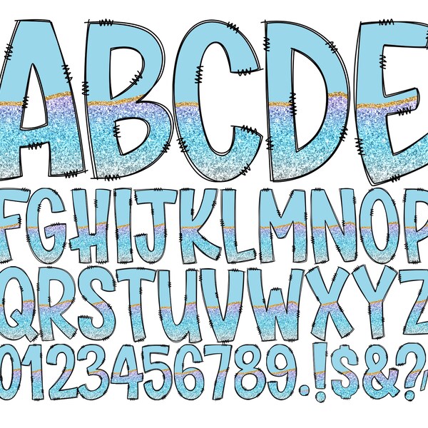 Blue Glitter Alphabet and Numbers - Etsy