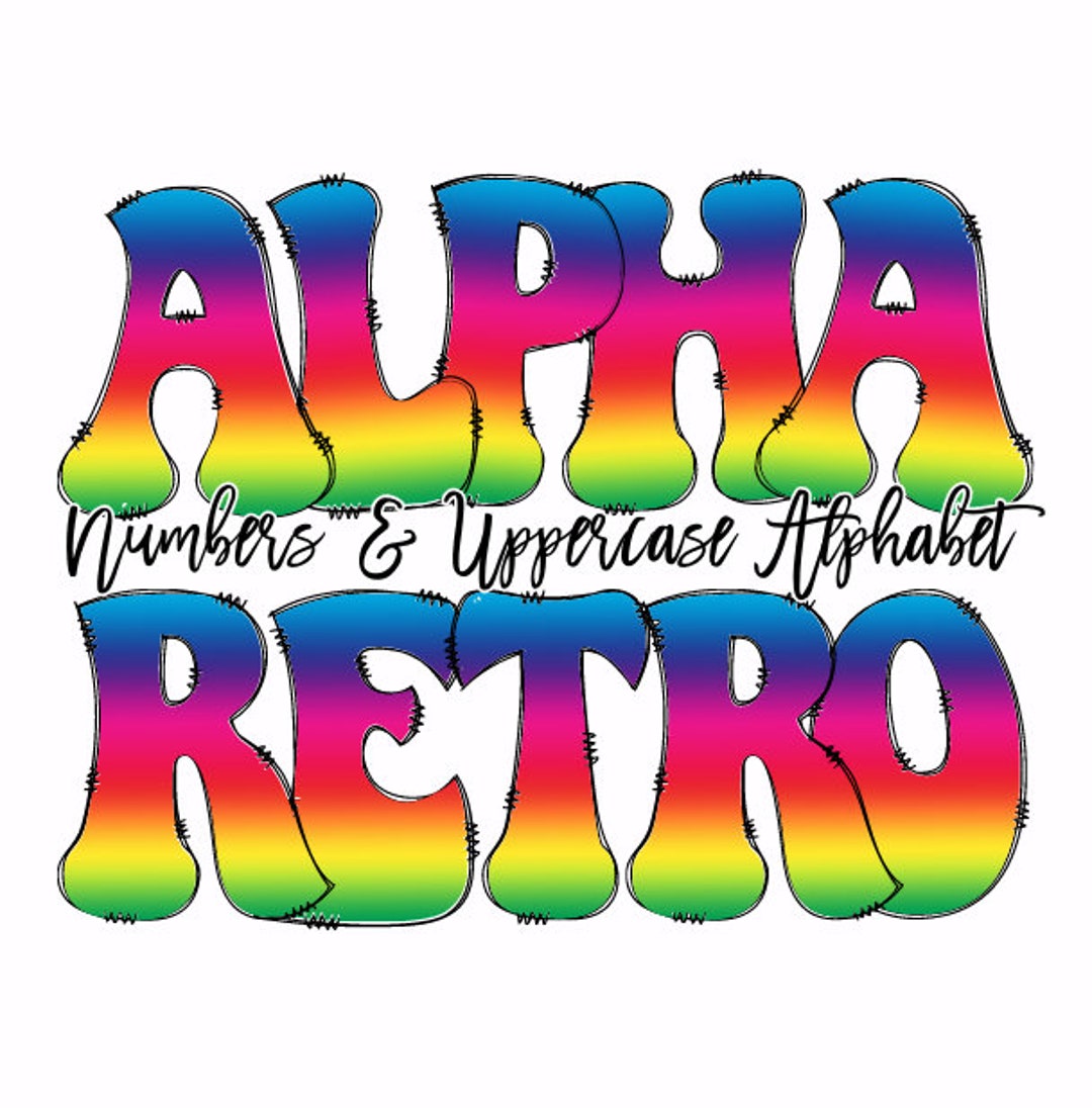 Rainbow Ombre Doodle Letters,retro With Transparent Background ...