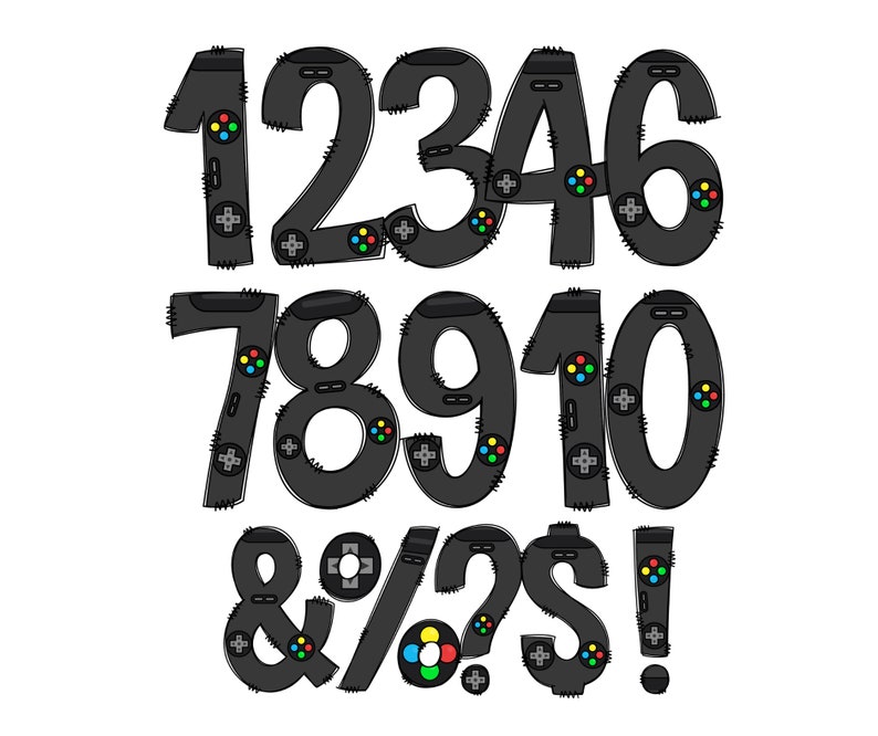 Gaming Doodle Letters Gamer Alphabet Transparent Background - Etsy