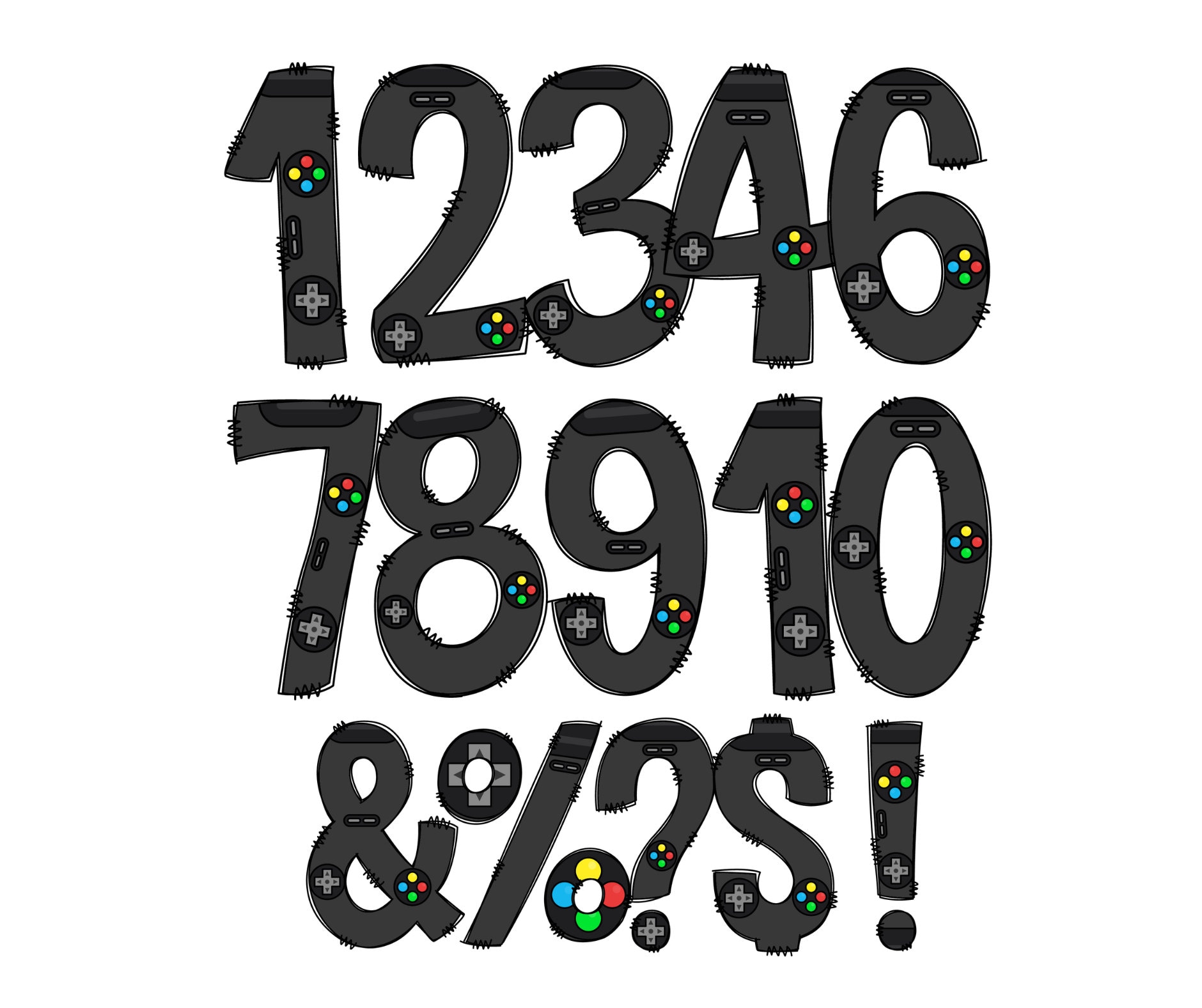 Gaming Doodle Letters Gamer Alphabet Transparent Background - Etsy