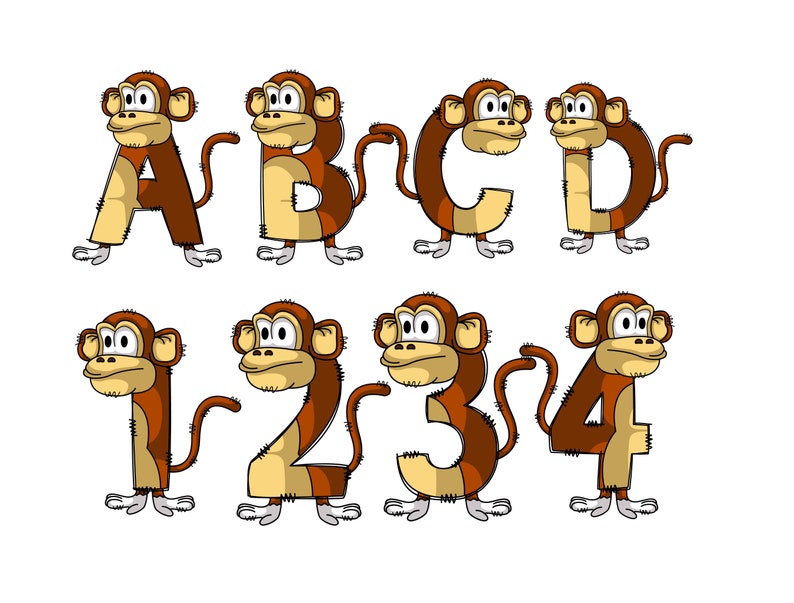 Jungle Animal Doodle Letters, Jungle Alphabet, Safari Alphabet PNG ...