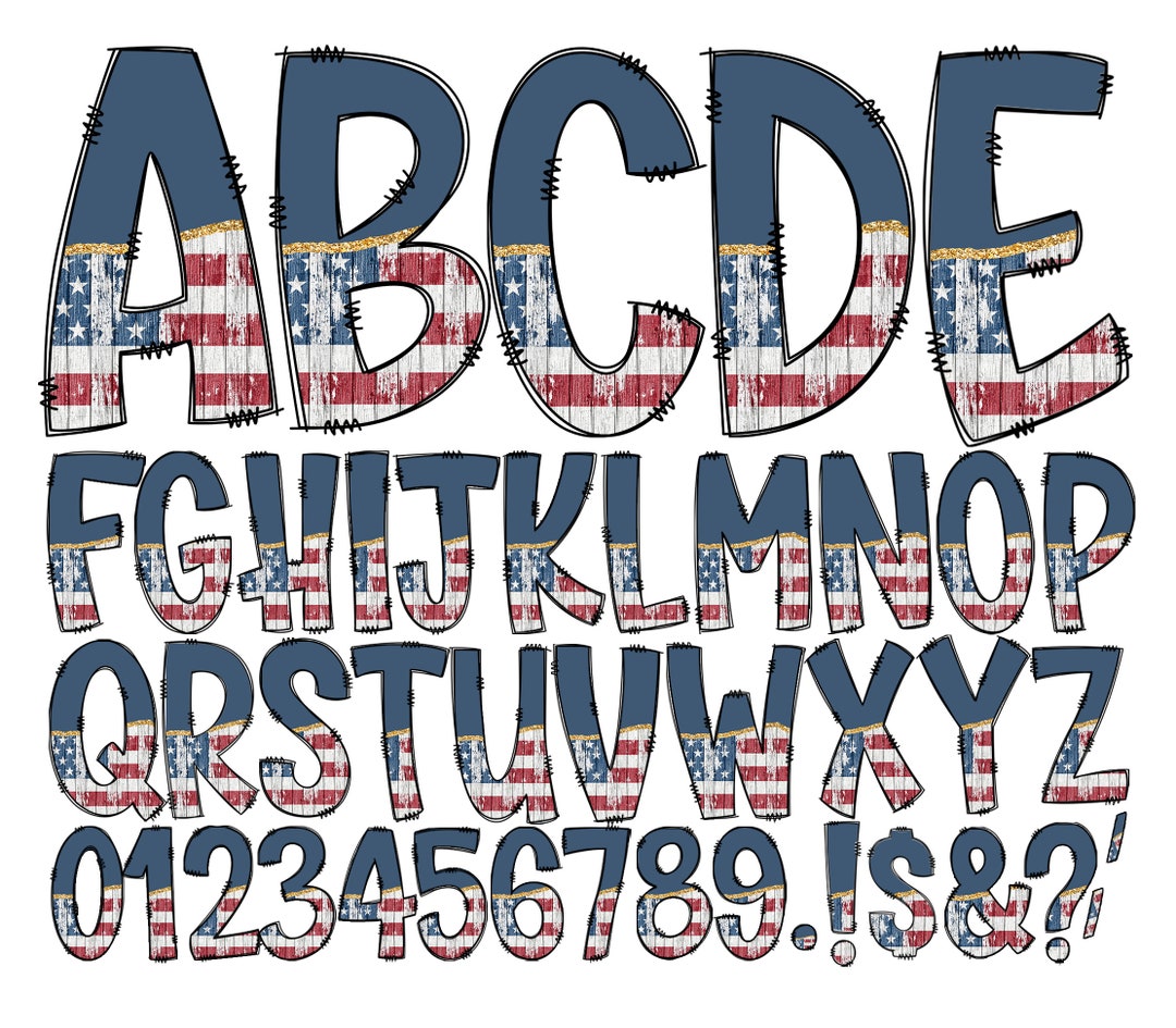 American Flag, Patriot Doodle Letters, Transparent Background, Alpha ...