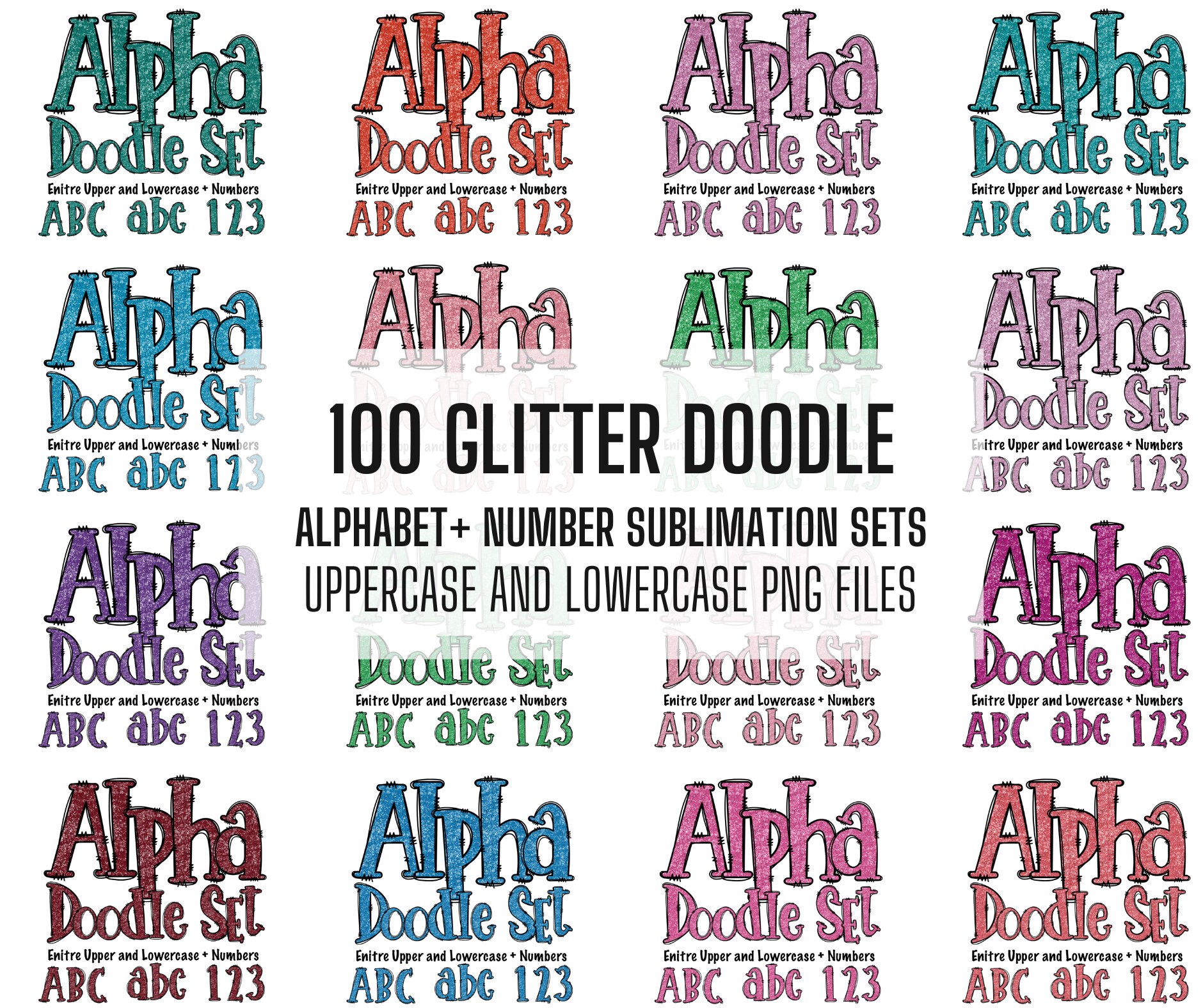100+ MEGA BUNDLE - Glitter Doodle Letters! Uppercase & Lowercase ...